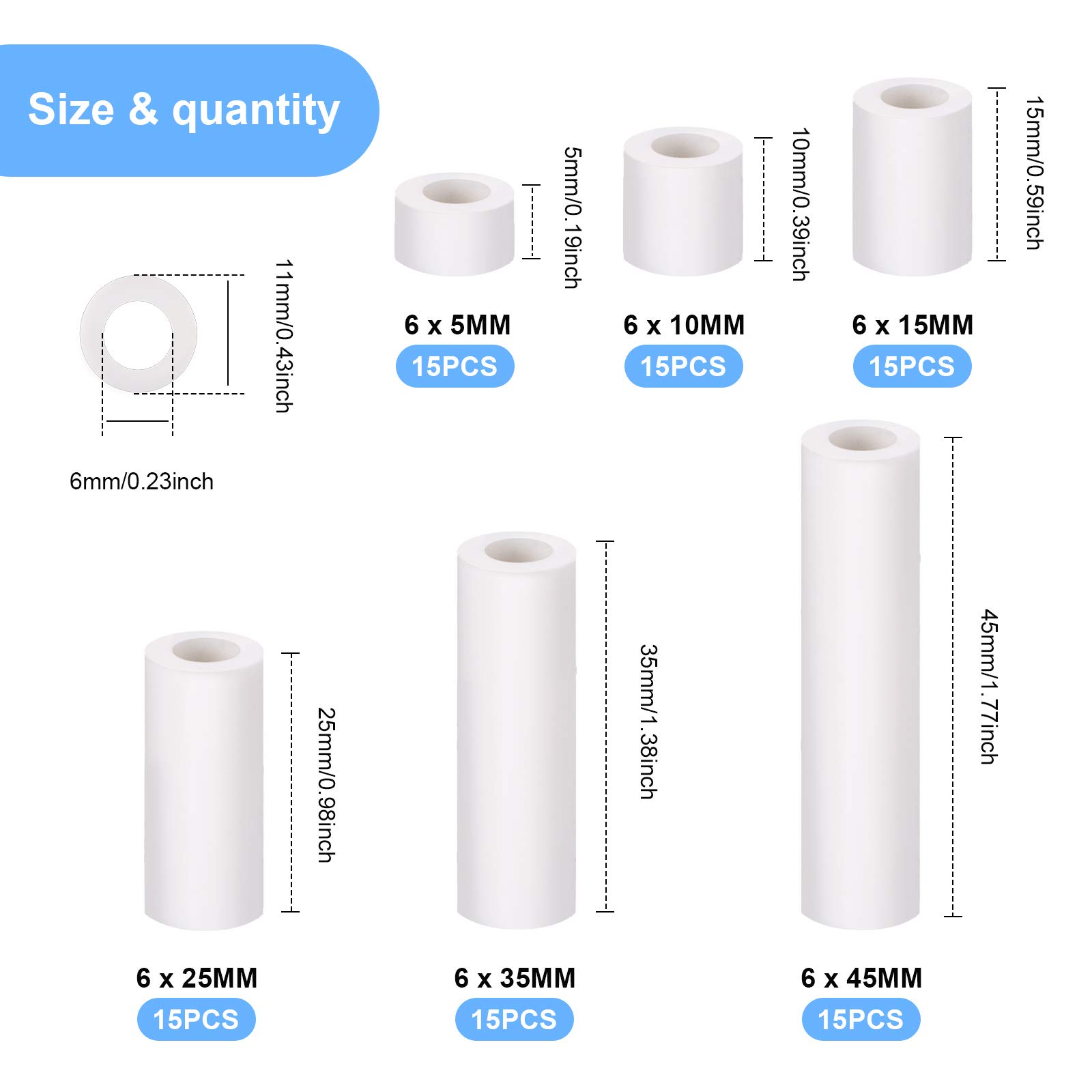 Snapklik.com : 120 Pieces Outlet Screw Spacers White Rubber Round ...