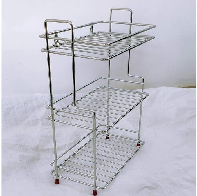 Black Sparrow Stainless Steel Multipurpose 3 Tier Kitchen Rack/Storage ...