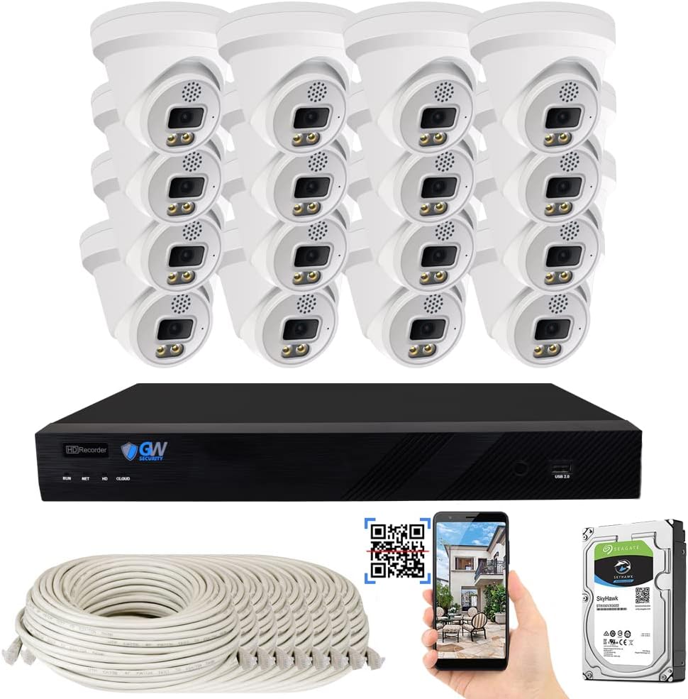 Amazon.com : GW Security 16 Channel 8MP Fulltime Color Night Vision 4K ...
