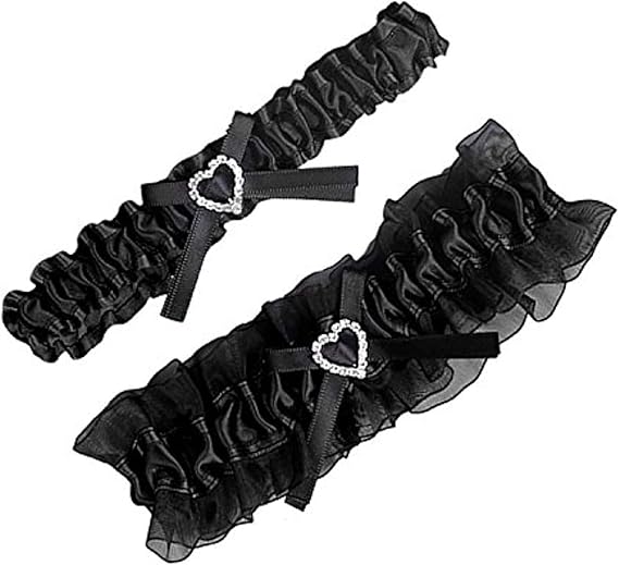 Amazon.com: Xugq66 Wedding Bridal Garter Set Ruffled Organza with Satin ...