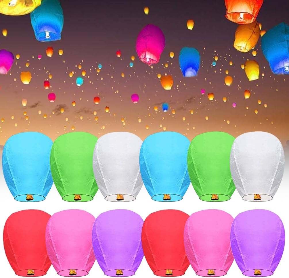 Chinese Sky Lanterns (12 Pack) Fire Resistant Paper Lanterns ...