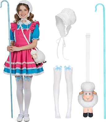 Amazon.com: TUVWYSZ Adult Shepherdess Costume Set with Bonnet White ...