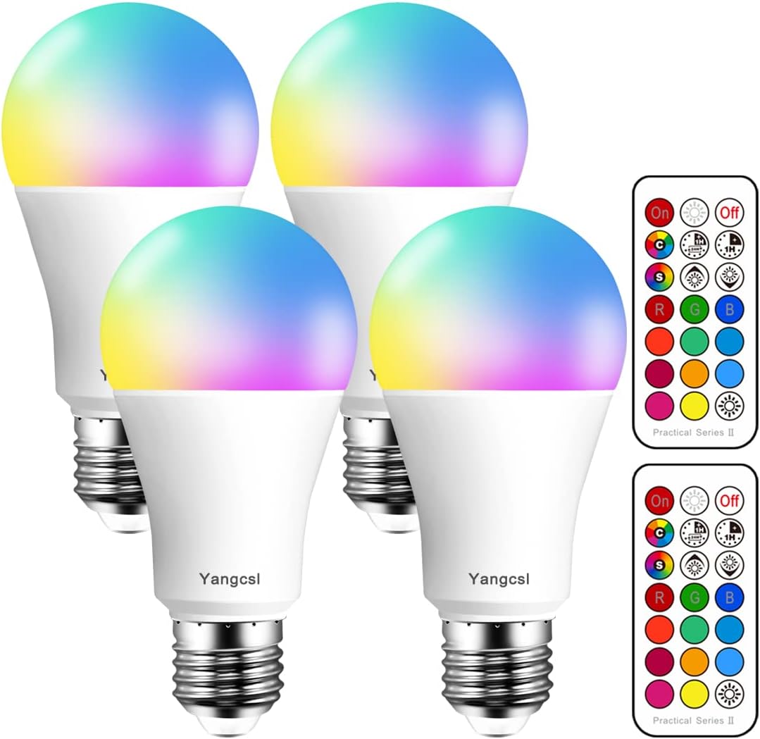 Yangcsl LED Light Bulbs 70W Equivalent, RGB Color Changing Light Bulb ...