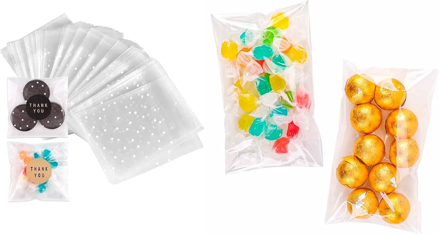 Amazon.com: YunKo 300 PACK Self Sealing Cellophane Bags Clear Cookie ...