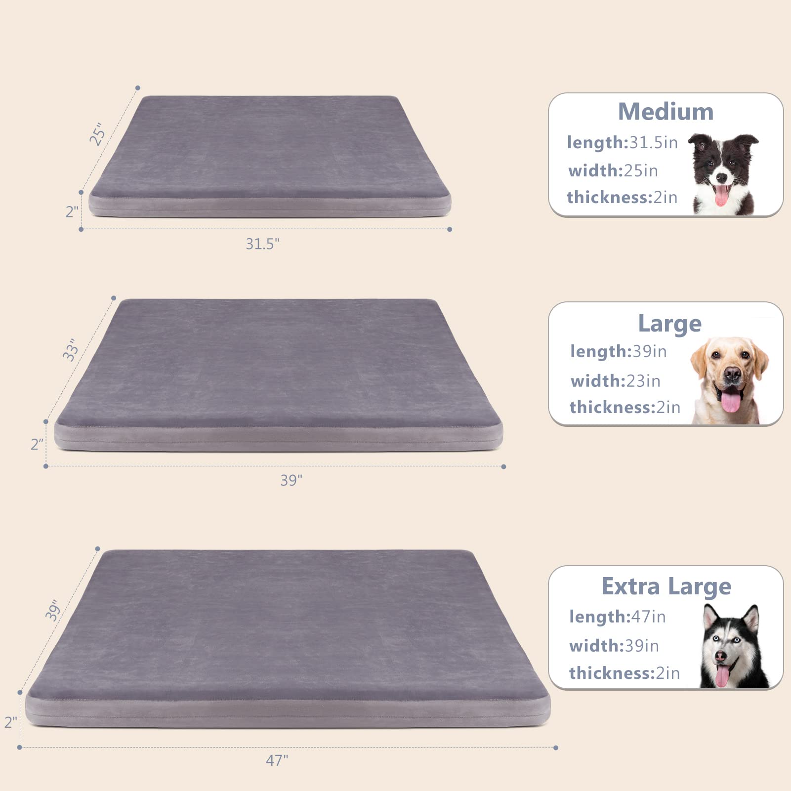 Dog Beds for Extra Large Dogs Orthopedic Jumbo Dog Bed Pet Bed Mat 47 ...