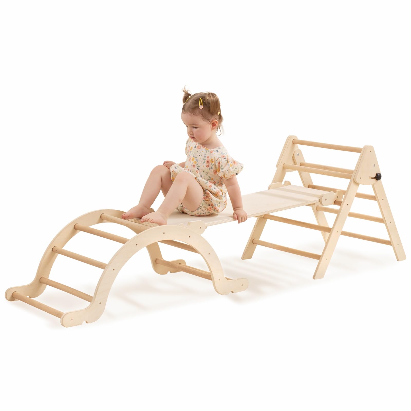 Buy Giant bean Foldable Pikler Triangle Set with Sliding Ramp & Climbing Arch Ramp, 3-in-1 ...
