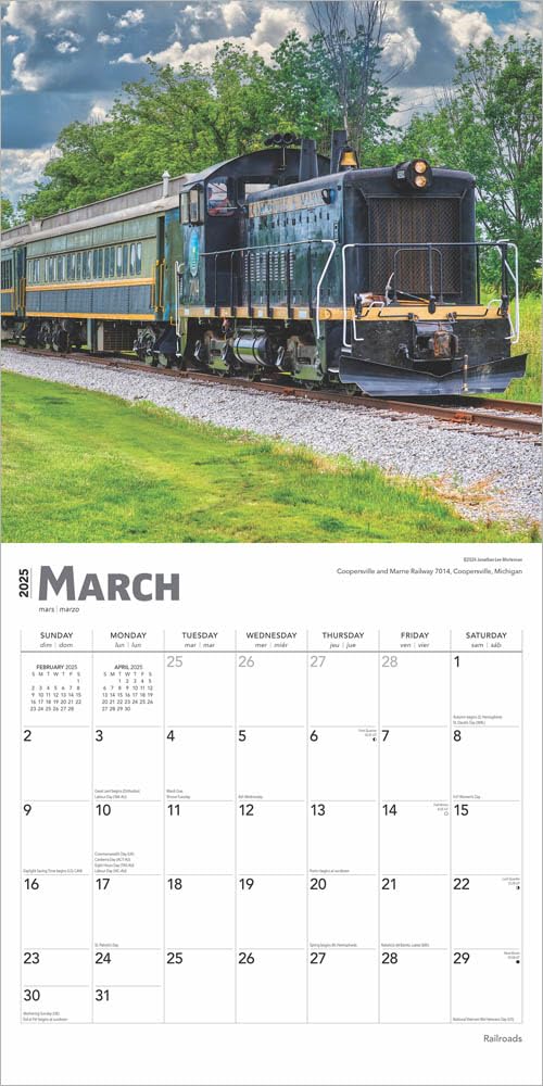 Snapklik.com : Railroads 2025 12 X 24 Inch Monthly Square Wall Calendar ...