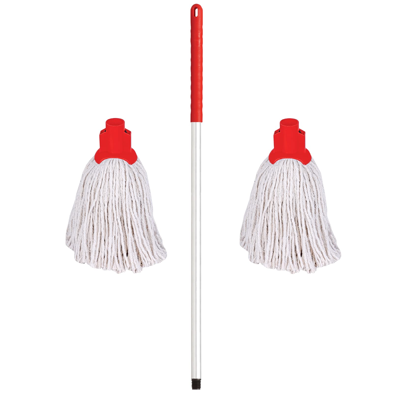 Professional Colour Coded Mop Handle and 2 Mop Heads (Red) : Amazon.co ...