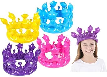 Amazon.com: Zugar Land Colorful Inflatable Crowns (4 Pack - One of Each ...