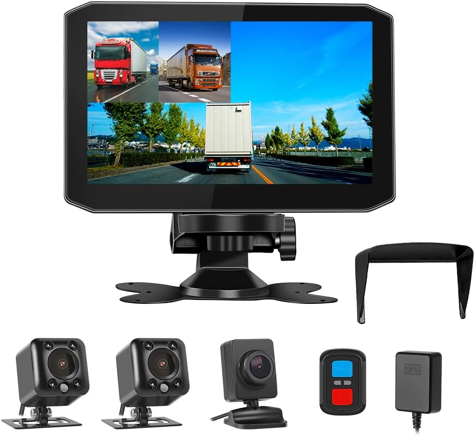 Amazon.com: VSYSTO 3CH Truck Dash Cam, WiFi GPS 7 Inch Monitor HD 1080P ...