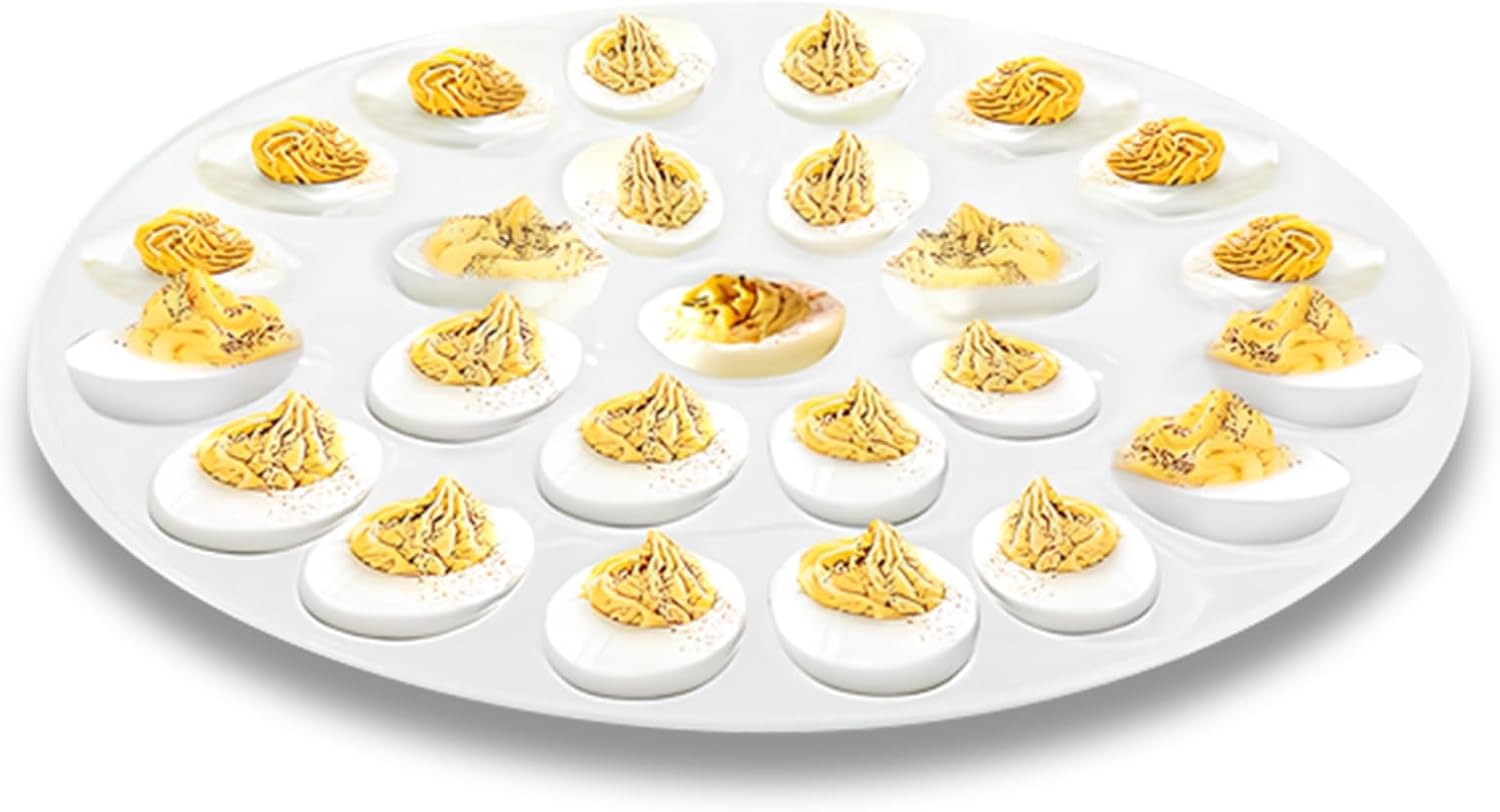 Amazon.com: Deviled Egg Tray, HOMOMSAE 12 inch 25 Cup Egg Serving Plate ...