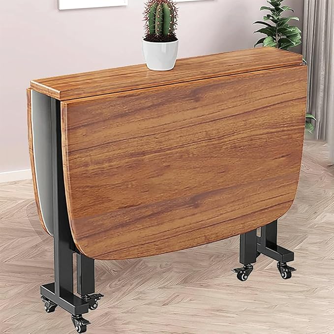 Wooden Kitchen Folding Dining Table, Extendable Rectangular Drop Leaf ...