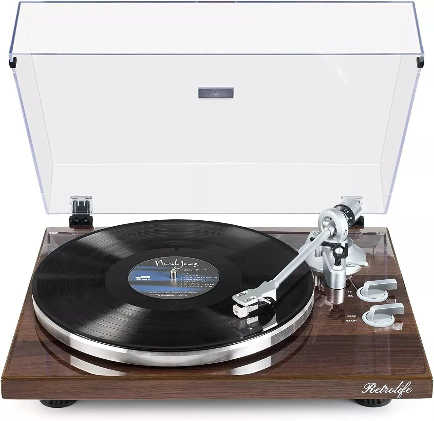 Amazon.com: Turntable Record Player Bluetooth Built-in Phono Pre-amp 2 ...