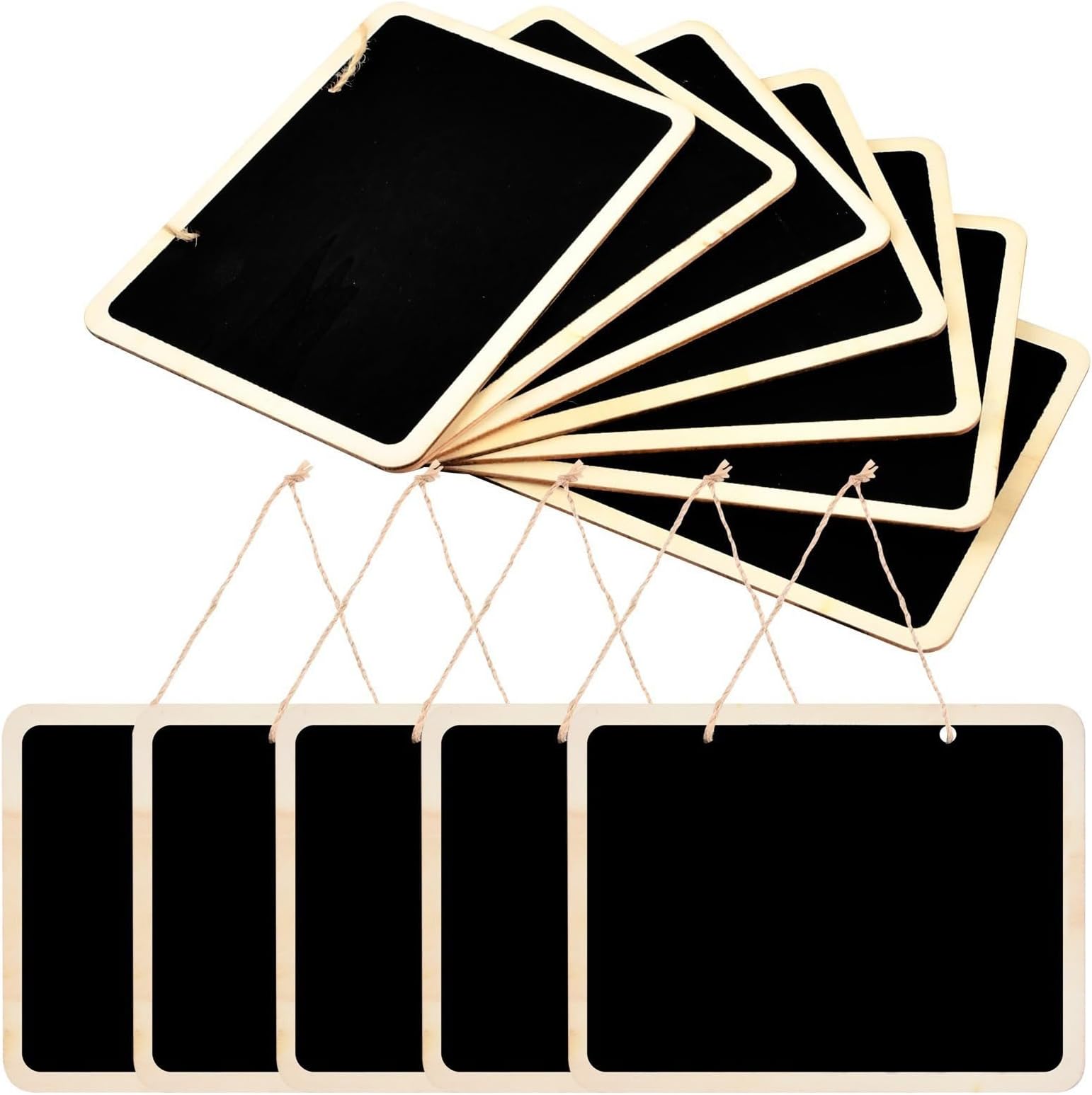 12PCS Black Mini Chalkboard with Hanging String, Wooden Double Sided ...