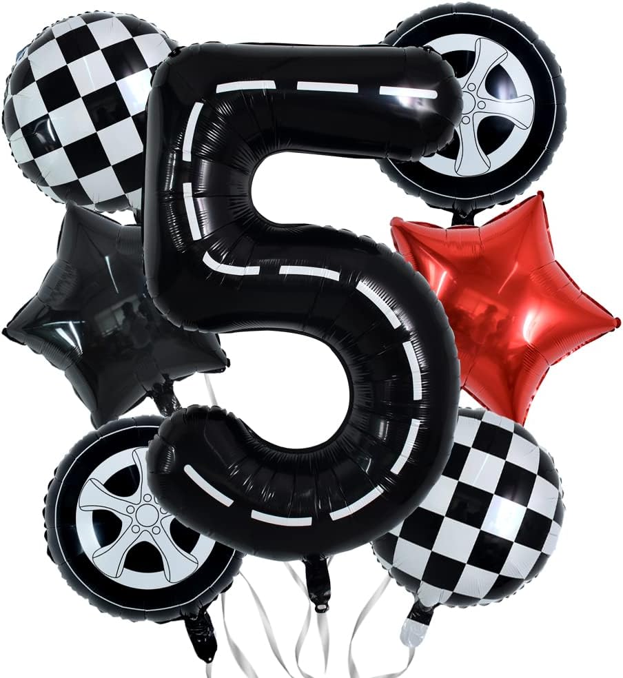 Globos de 40 pulgadas para auto de carreras de 5 cumpleaños número 5 ...