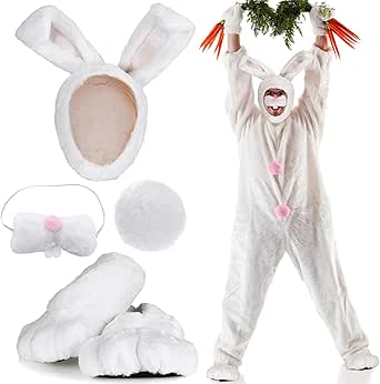 Amazon.com: Sintege 4 Pcs Adult Bunny Costume Halloween Rabbit Costume ...