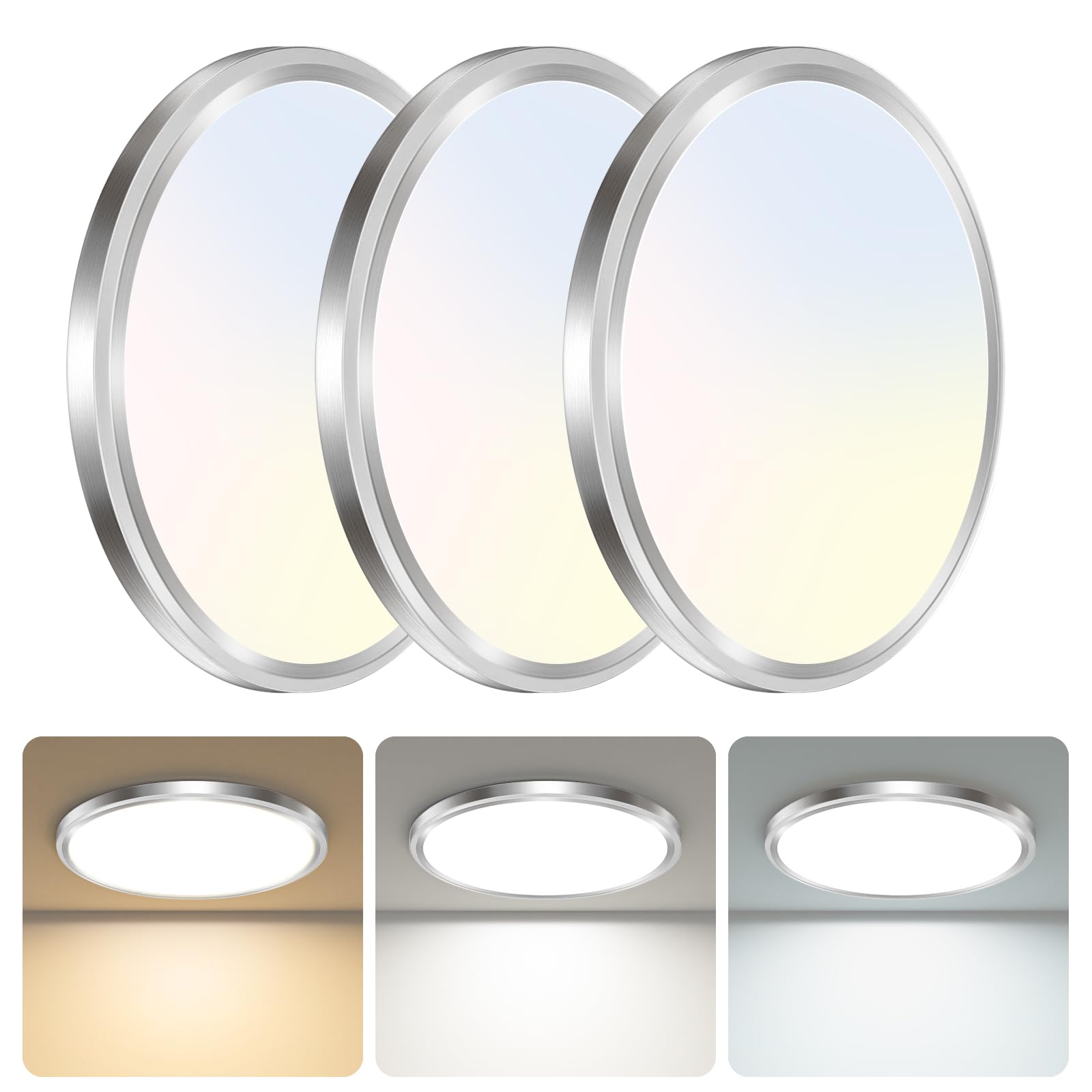 libtit 3Pack Led Ceiling Light 13Inch, 24W 2400Lm Bright Light Fixture ...