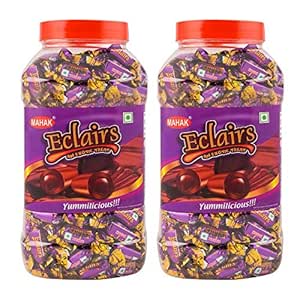 MAHAK Kandiez Eclairs Candies 400 Pieces in a Jar Smooth and Creamy ...