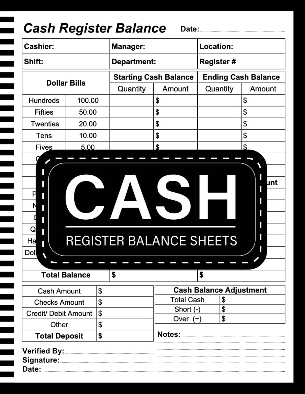 Amazon.com: Cash Register Balance Sheets: Daily Drawer Count Log Book ...