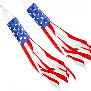 Amazon.com : 2pcs American Flag Windsock 4th of July Patriotic Wind ...