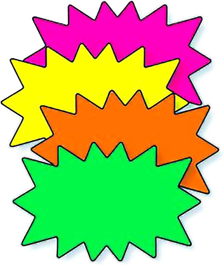 Amazon.com : Multi-Colored Fluorescent Solar Burst Sign Cards - 9"W x 6 ...