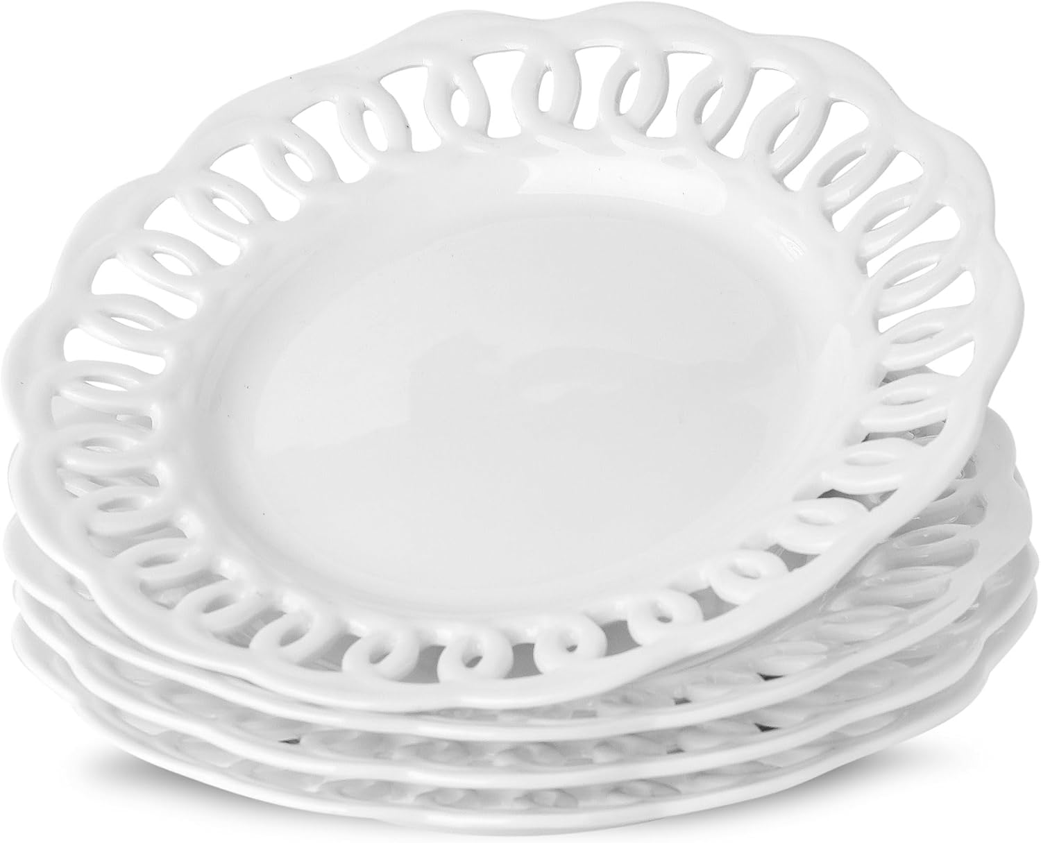 Amazon.com | fMBB Round Appetizer Plate with Scalloped Edge Lace Rim ...