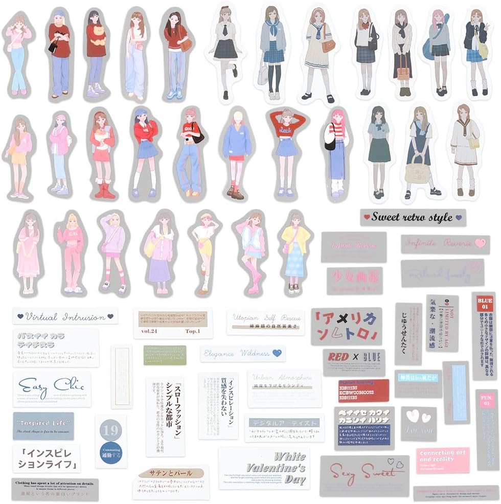 Amazon.com: CRASPIRE People Stickers for Journaling 120pcs Japanese ...