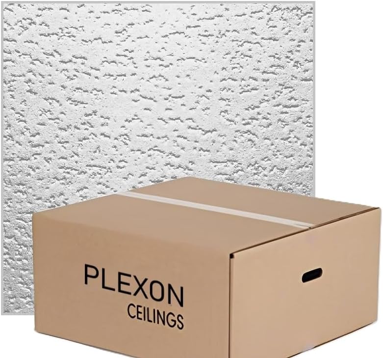 32 Pack of Plexon 12" x 12" Ceiling Tiles, Textured Finish, White ...