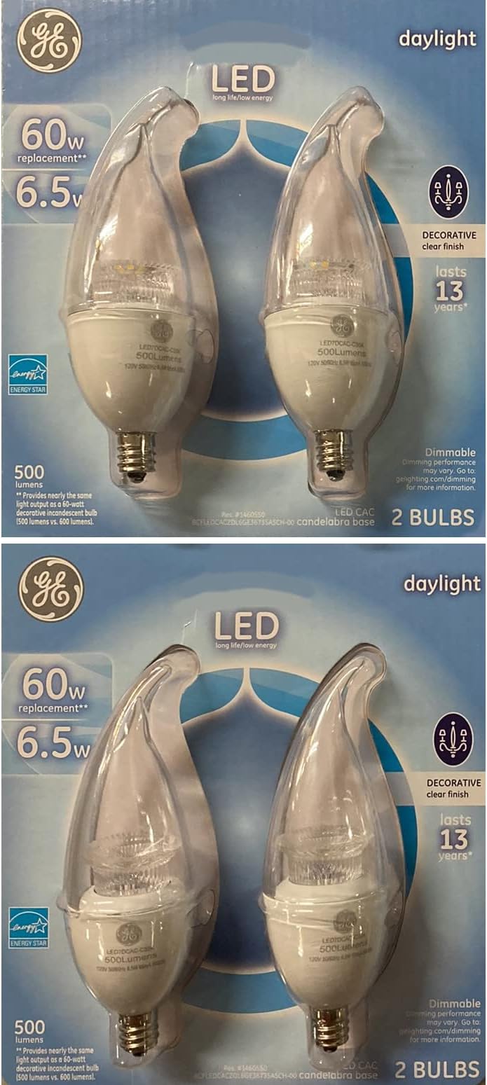 GE C11 E12 (Candelabra) LED Bulb Soft White 60 Watt Equivalence 2 pk4 ...