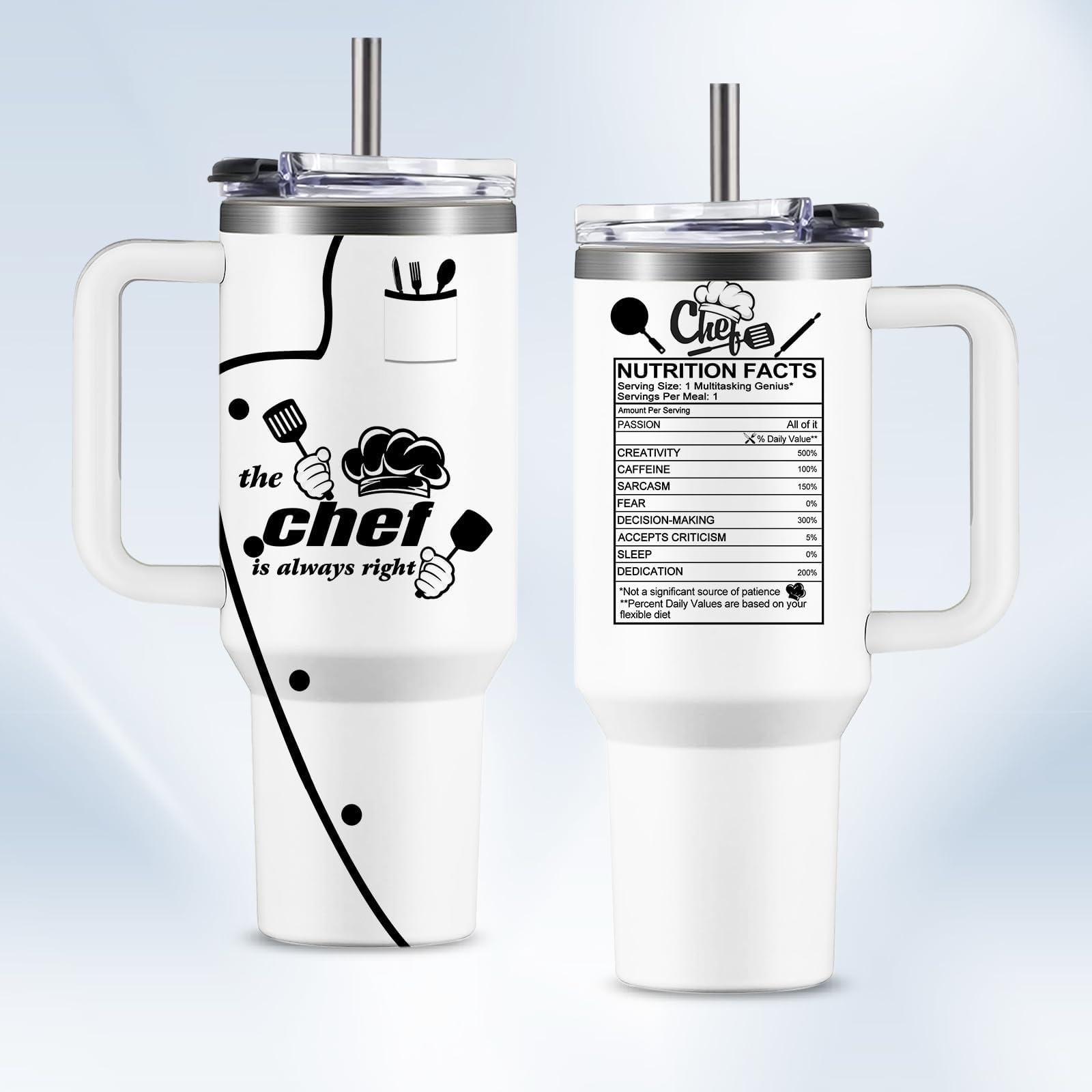 Amazon.com | Chef Gifts - 40oz Stainless Steel Tumbler With Handle, Cup ...