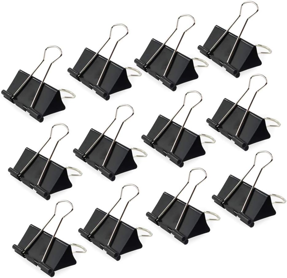 H&S 10 Binder Clips 51mm Large Paper Clamps Foldback Clip Black ...