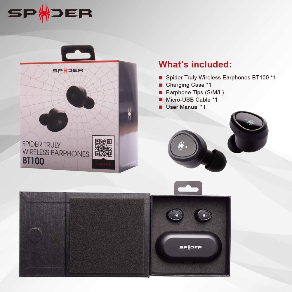 Snapklik.com : Spider Truly Wireless Bluetooth Earphones BT100