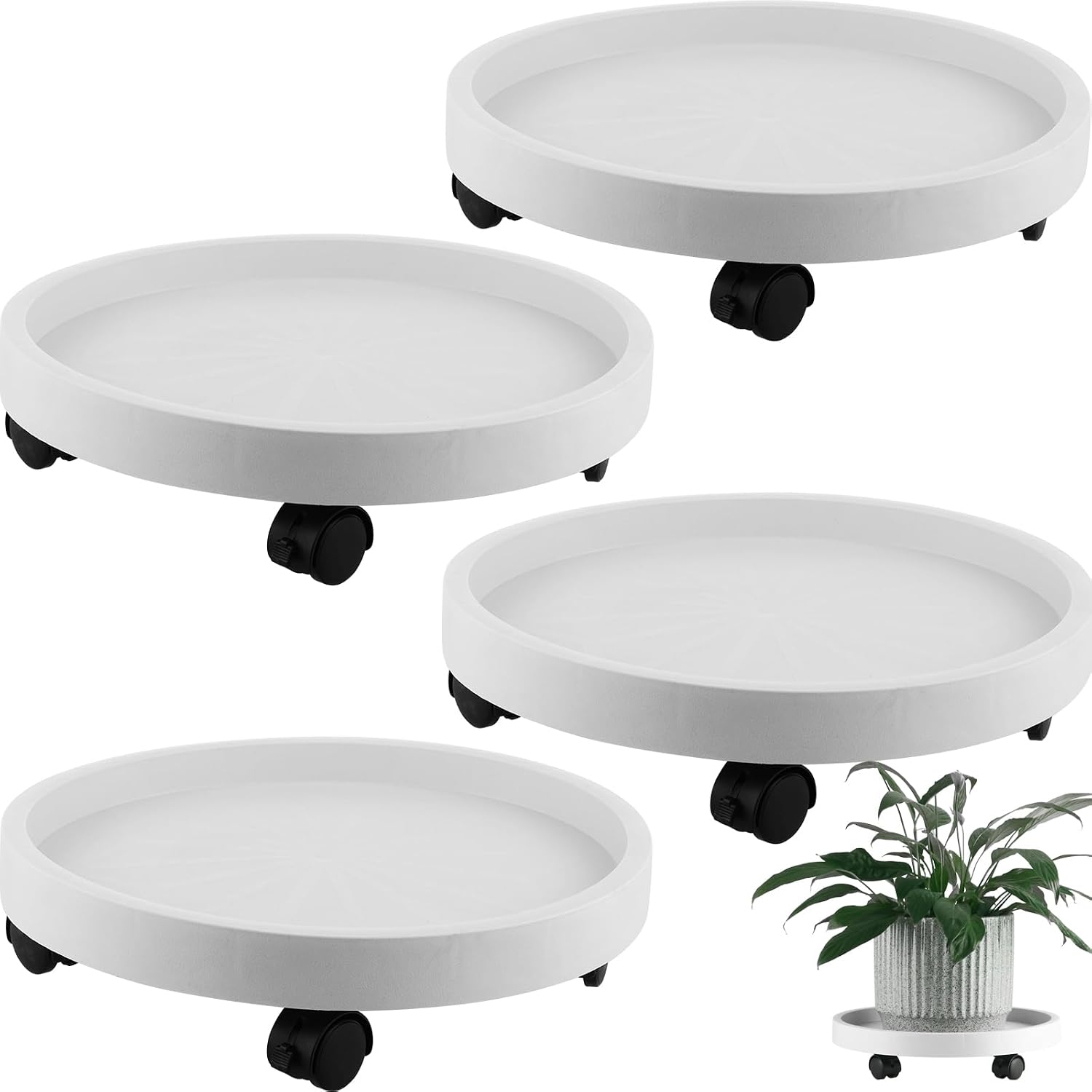 Amazon.com: KvyusFlourish 4 Packs 14 inch Plant Caddy with Wheels ...