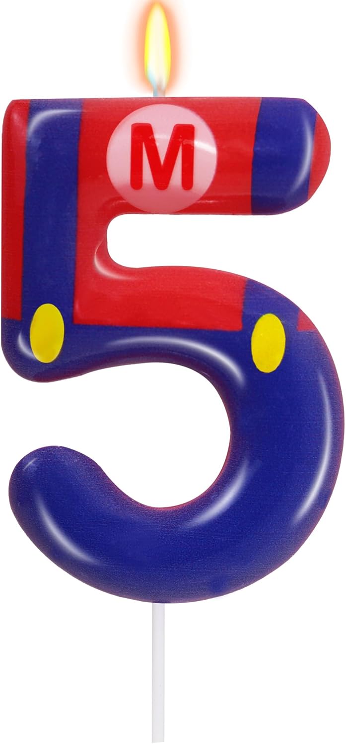Amazon.com: Blue Red 5th Birthday Candle for Boys Girls - Birthday Cake ...