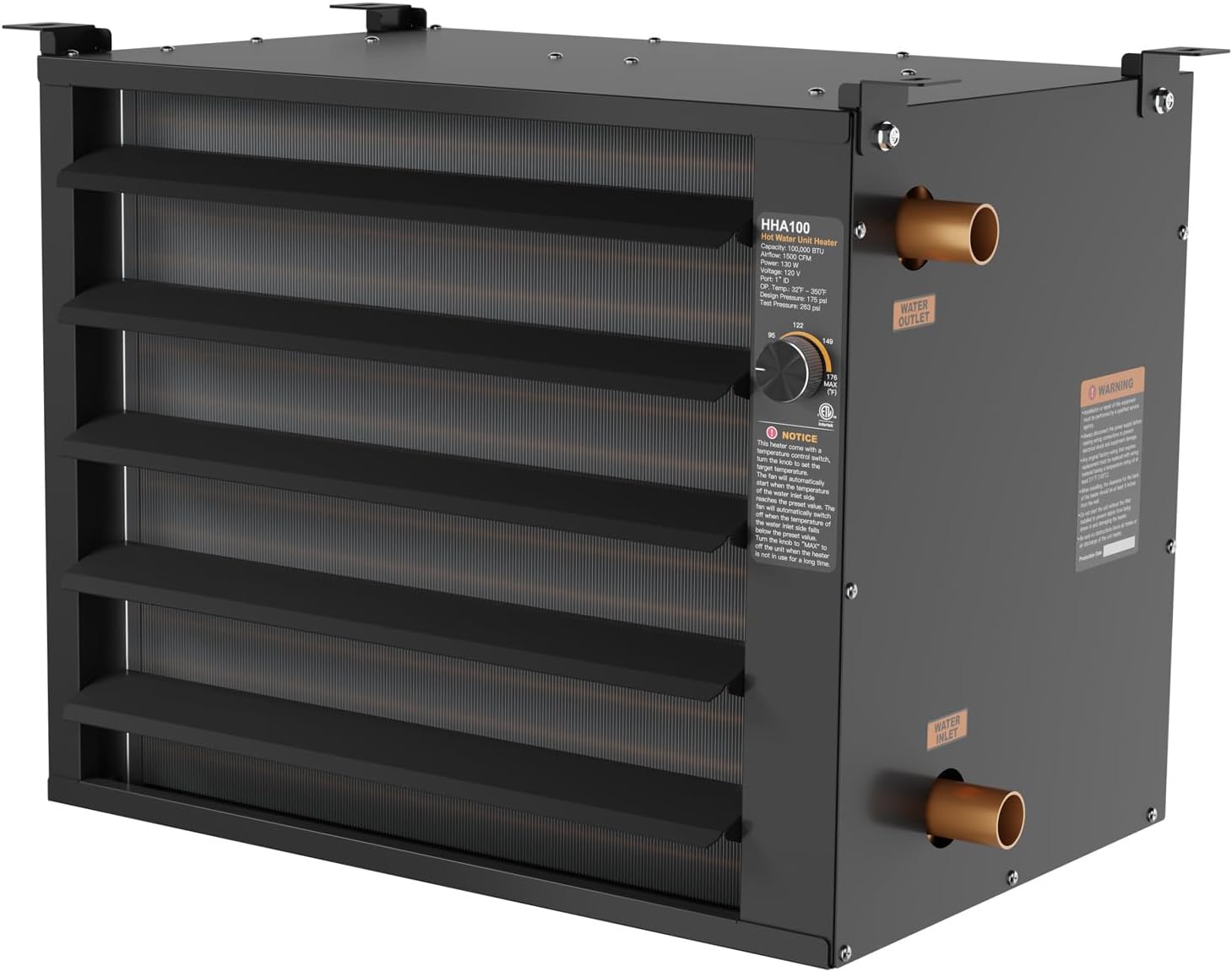 Amazon.com: 100,000 BTU Hydronic Hot Water Hanging Unit Heater with ...