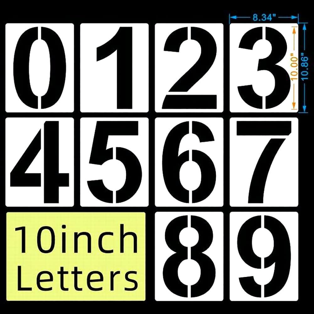 Hsthe Sea 10 Inch Number Stencils Reusable Digital Painting Templates ...
