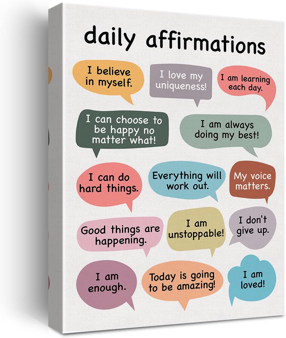 Amazon.com: Inspirational Daily Affirmations Canvas Wall Art ...