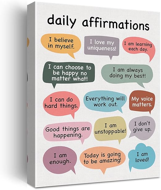 Amazon.com: Inspirational Daily Affirmations Canvas Wall Art ...