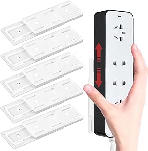 Self-Adhesive Power Strip Holder,6 Pcs Socket Holder Wall Mount Power ...