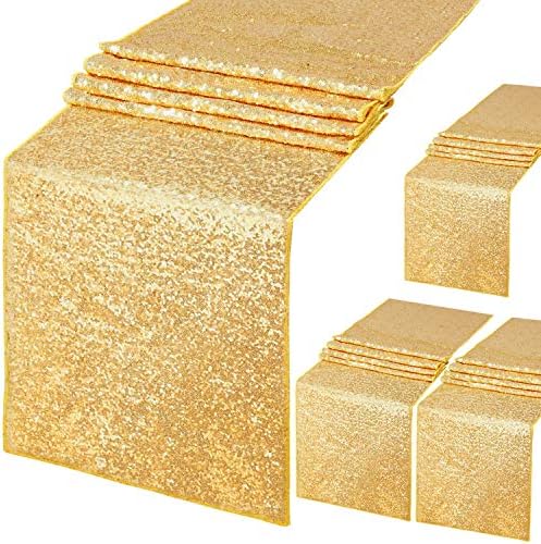 Amazon.com: Mixweer 24 Pcs 12 x 108 Inch Gold Sequin Table Runners Bulk ...