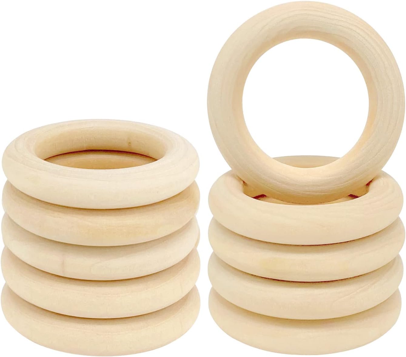 Amazon.com: 10PCS Natural Wooden Rings for Crafts, Unfinished Wooden ...