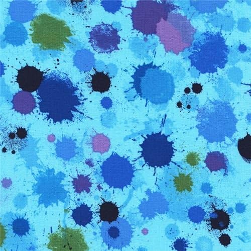 Amazon.com: aqua paint splatter fabric by Timeless Treasures (per 0.5 ...