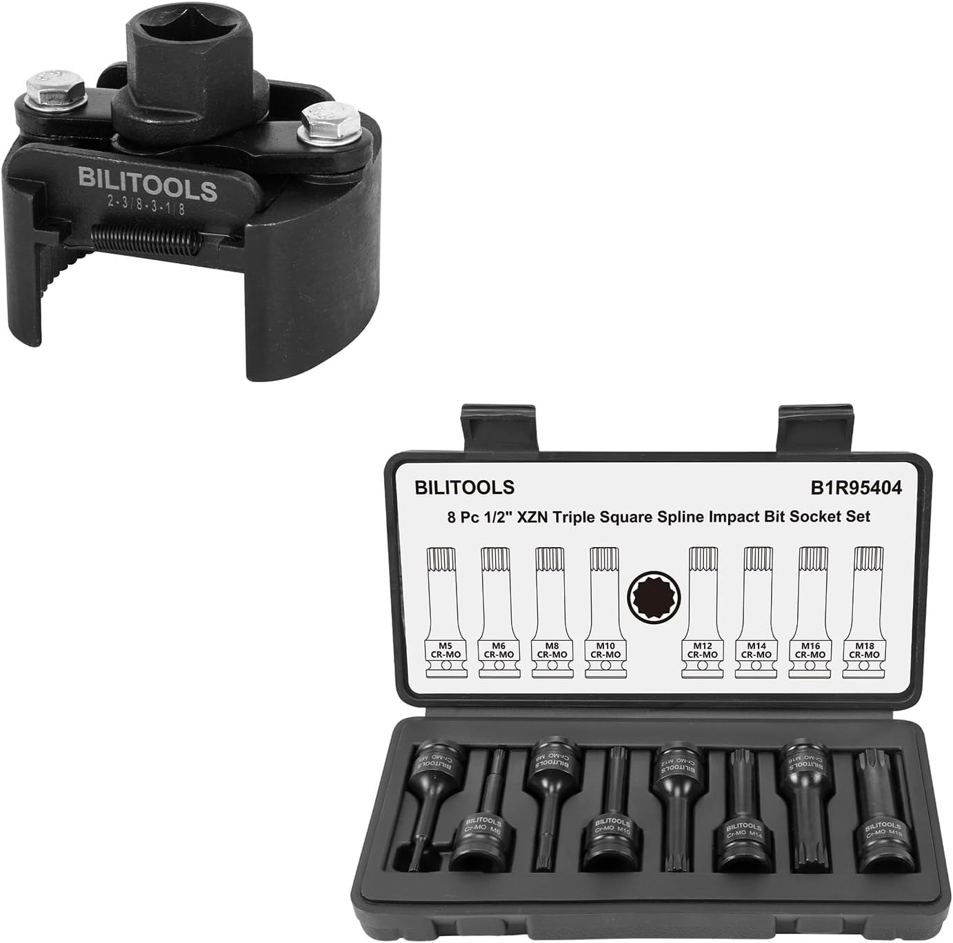 Amazon.com: BILITOOLS Universal Oil Filter Wrench Removal Tool Adjustable& 8-Piece Impact XZN ...