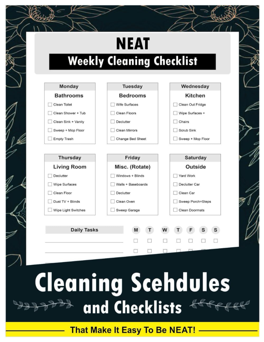 Amazon | Neat Cleaning Schedule Checklist Log Book: 12 Months of Daily ...