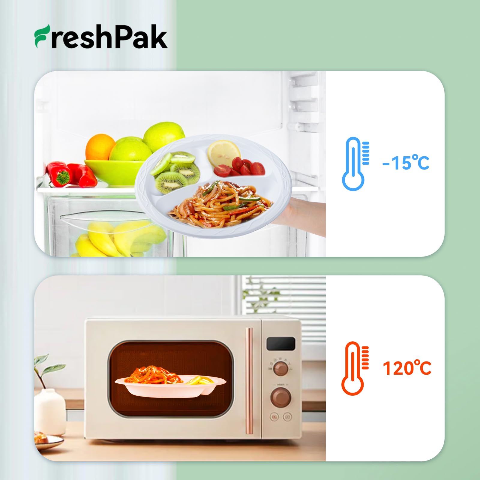 Snapklik.com : White Plastic Plates, 9 Inch 3 Compartment Dinner Plates ...