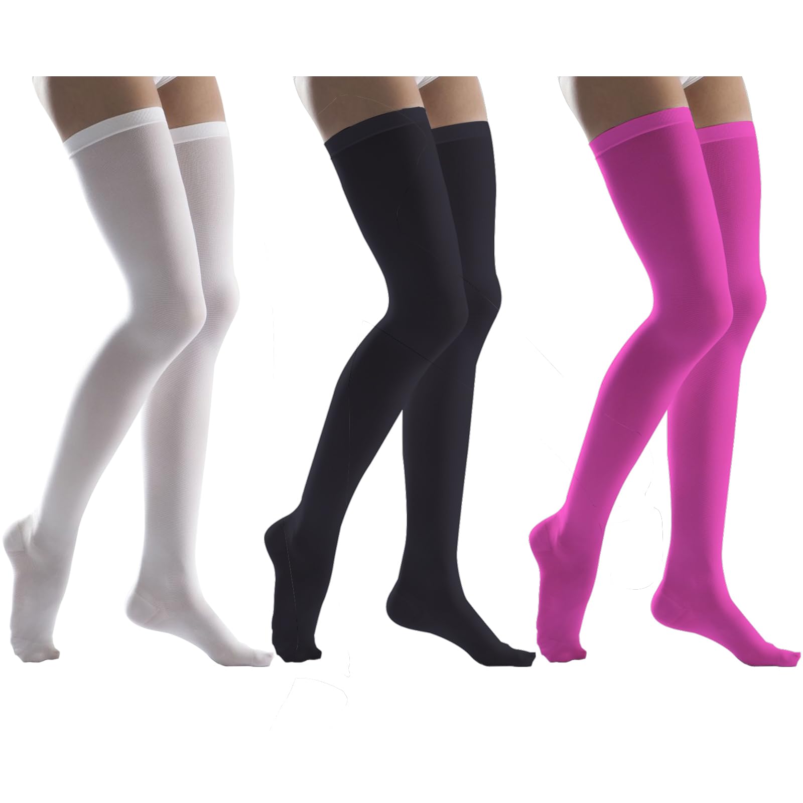 Amazon.com: 3 Pairs Opaque Thigh High Stockings Sexy Over Knee Thigh ...