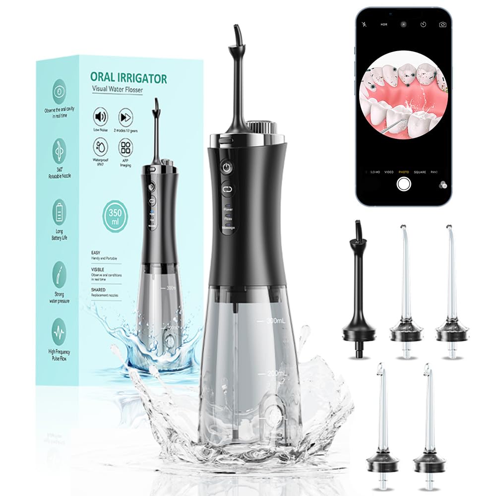 prabensei Water Flosser, Upgrade 350ML Visual Cordless Water Flosser ...