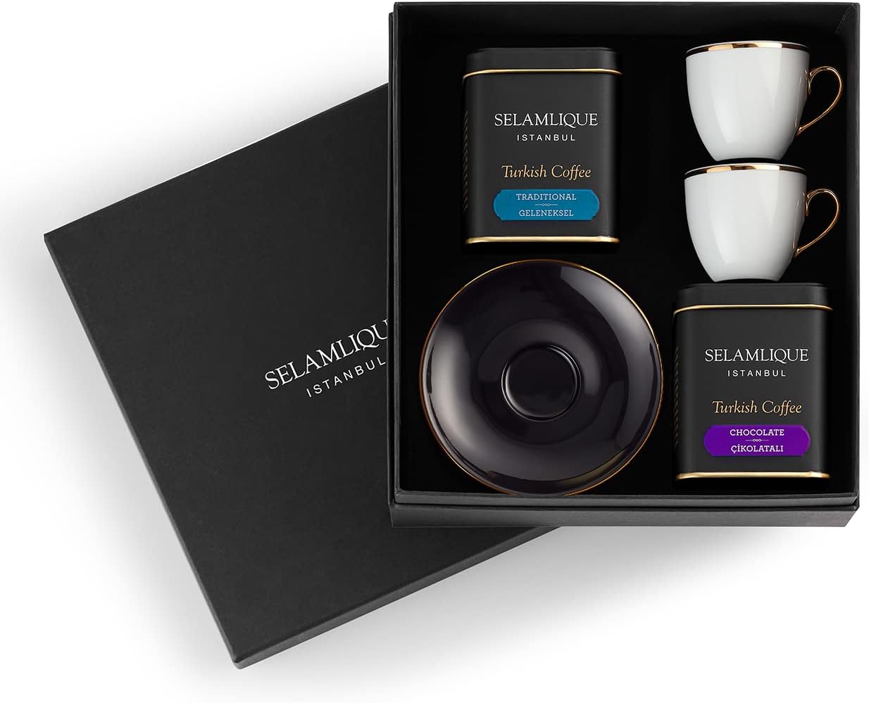 Amazon.com | SELAMLIQUE ISTANBUL Turkish Coffee Set: Black Turkish ...