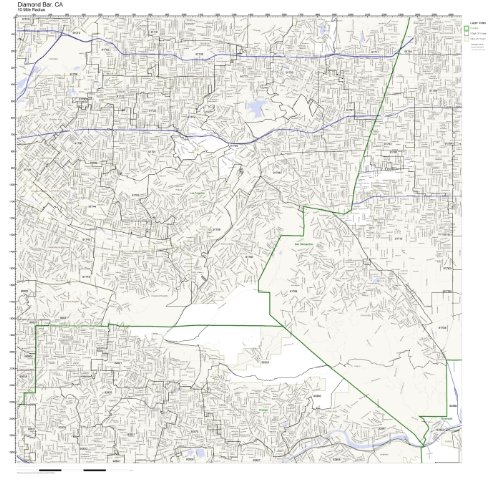 Amazon.com : Diamond Bar, CA ZIP Code Map Not Laminated : Prints ...