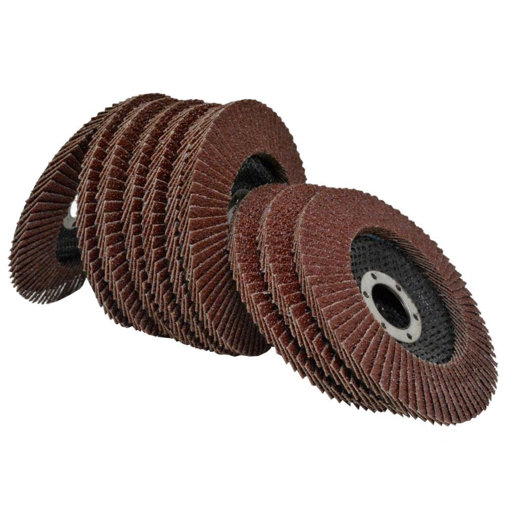 TOOLSTEK Wokin 10 x Flap Discs 60 Grit Angle Grinder 4.5" (115mm) Flat ...